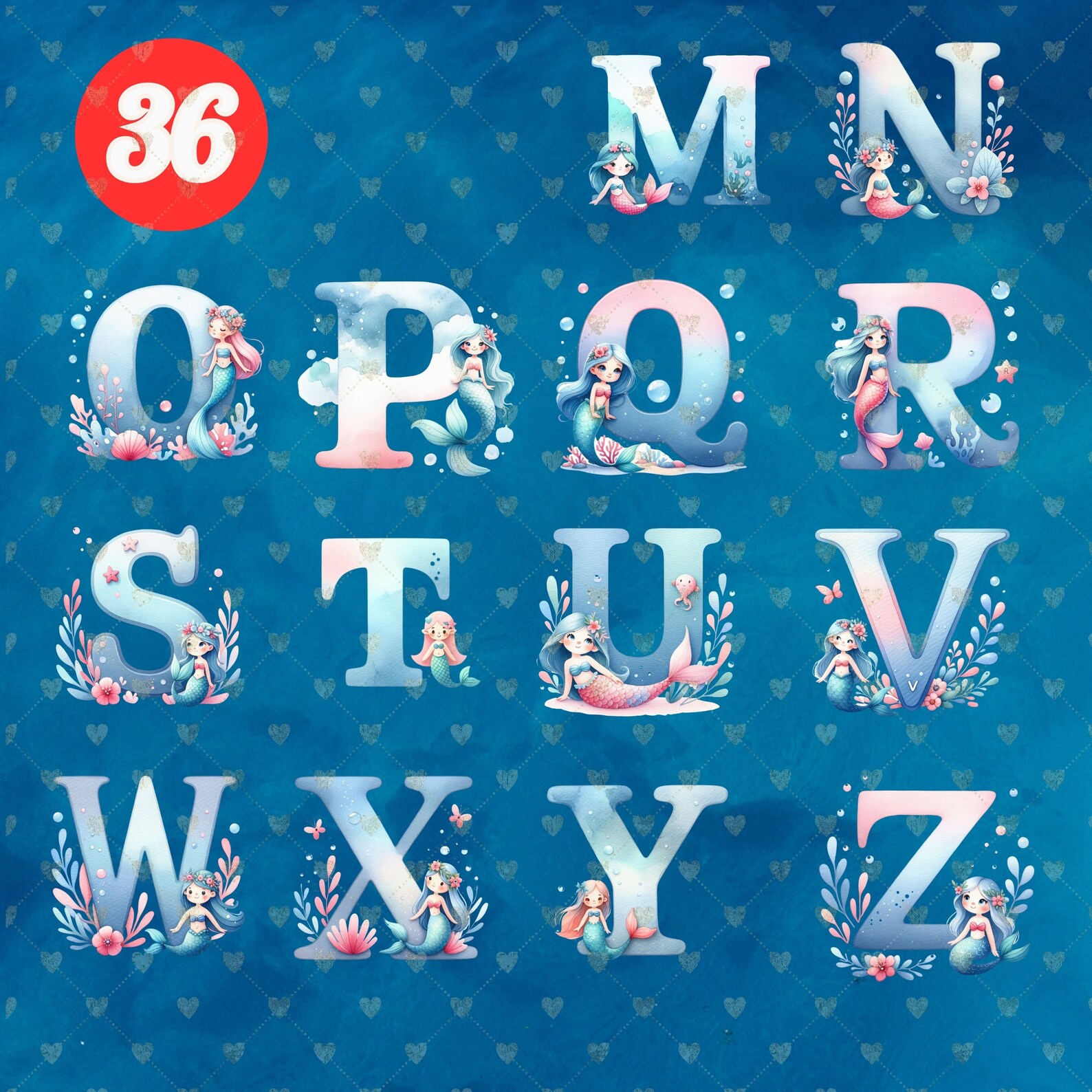 Mermaid Clipart, Scrapbook ,printable Art, Nursery Decoration, Wall Art ...