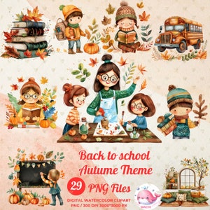 Autumn Clipart Bundle, Fall Illustrations, Back to School, Autumn ...