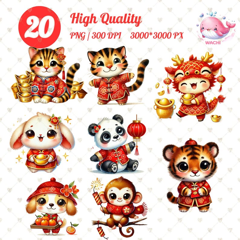 Lunar New Year PNG Chinese New Year of Snake Baby Dragon Cute Animal ...