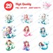 Cute Mermaid Birthday Baby Shower Watercolor Clipart Bundle Underwater ...