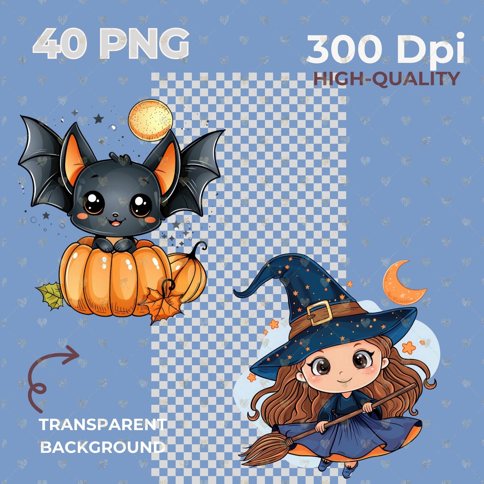 40 Cute Halloween for Kids Clipart Bundle , Cute Scarecrows, Pumpkins ...