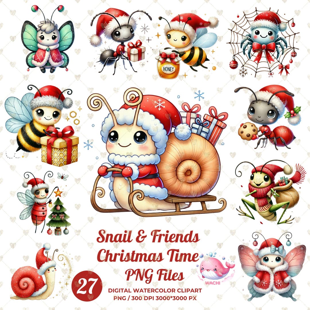 Christmas Snail Clipart Bee Christmas Png Funny Festive Snails Quirky ...