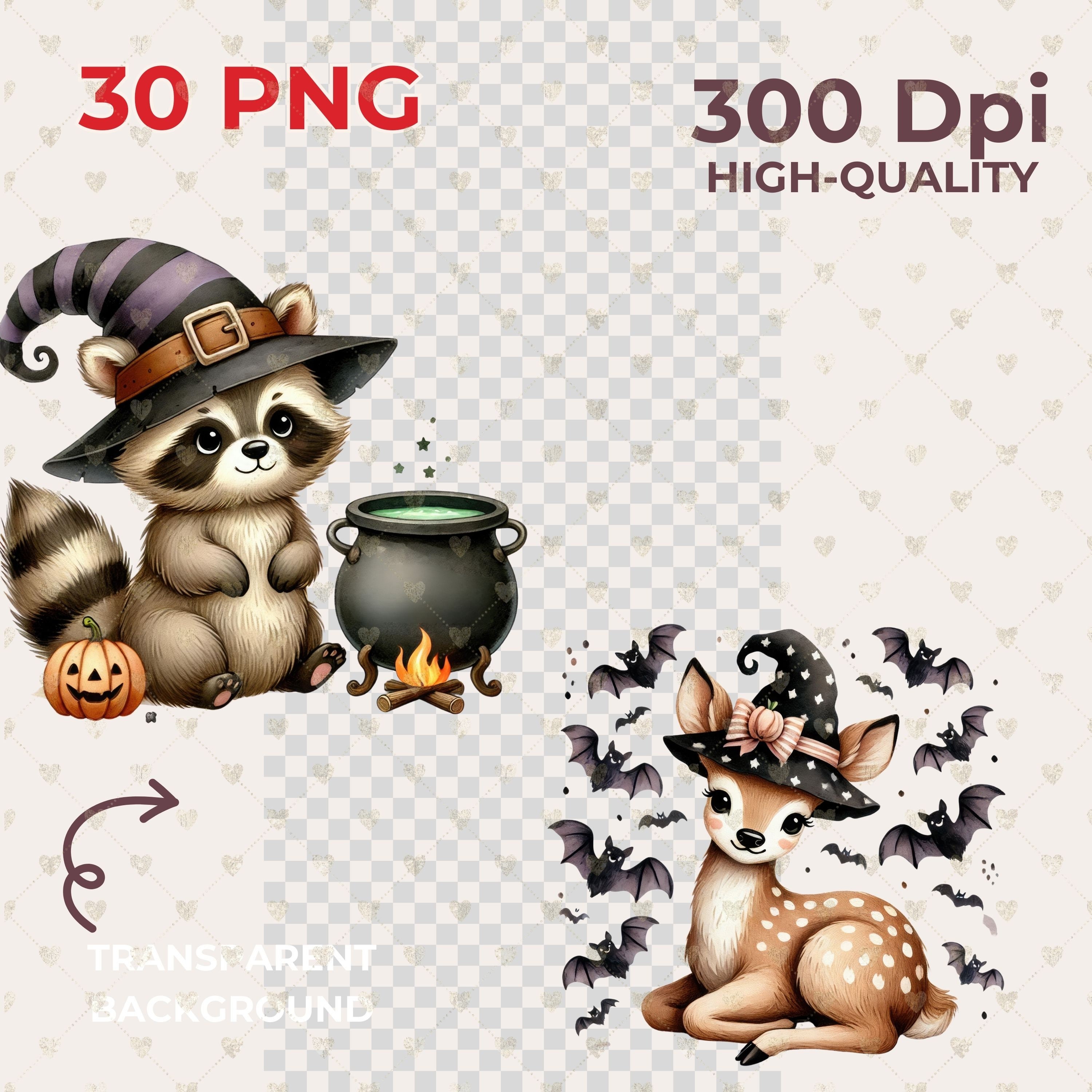 Halloween Animal Woodland Witch Hat Pumpkin Kids Spooky Party Cute Bear ...