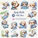 Lazy Cute Sloth Clipart Birthday Card Pajama Baby Sloth Sleep Daily ...