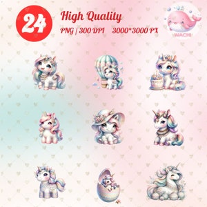 Unicorns Watercolor Clipart Bundle , Cute Little Unicorn Images ...