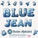 Denim Letter Alphabet: Blue Jean Watercolor Clipart (PNG Digital ...
