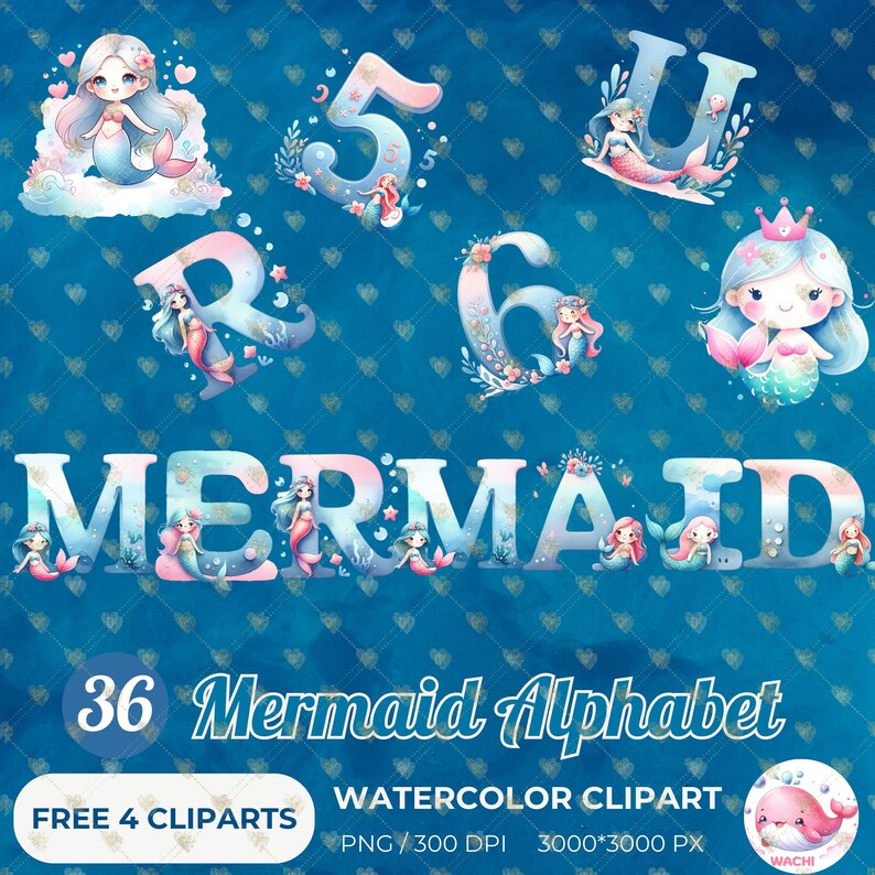 Mermaid Clipart, Scrapbook ,printable Art, Nursery Decoration, Wall Art ...