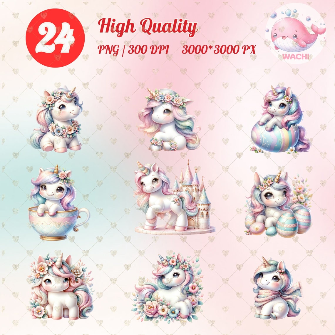 Unicorns Watercolor Clipart Bundle , Cute Little Unicorn Images ...