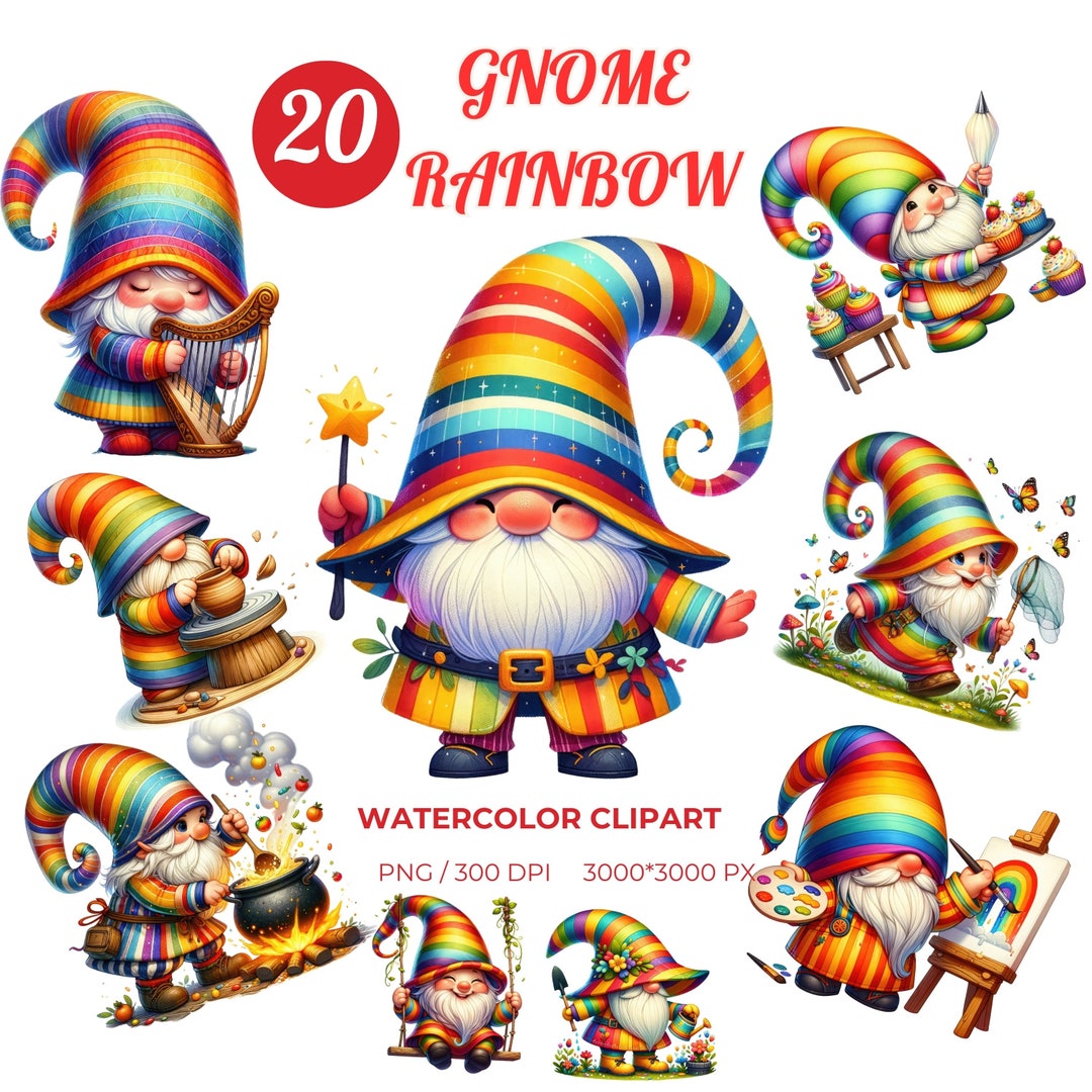 Rainbow Gnome, Gnome Clipart Colorful Gnomes,pridepng Cultural Pride ...