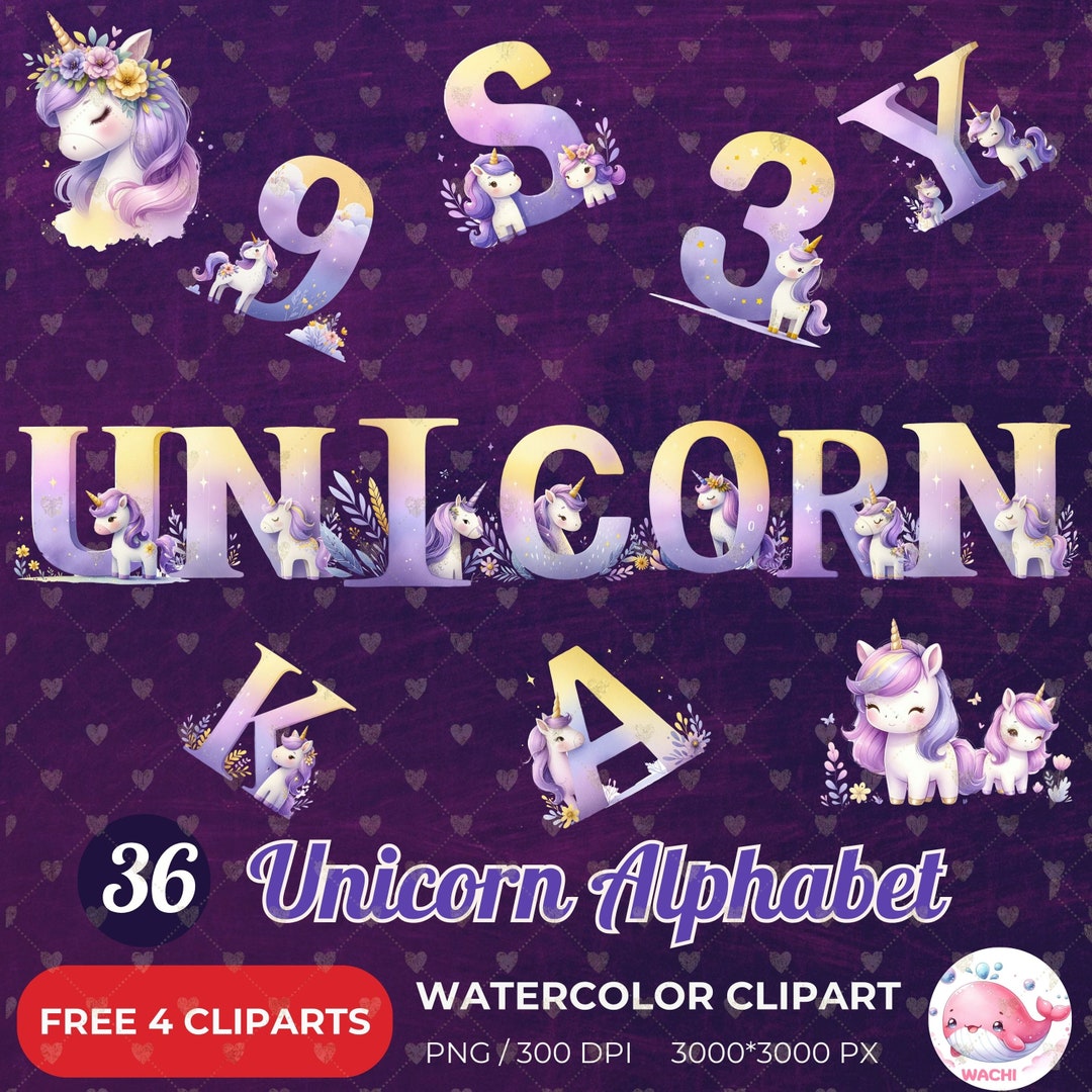 Cute Unicorn ,alphabet for Kid, Doodle Letters, Doodle Font, Cute ...