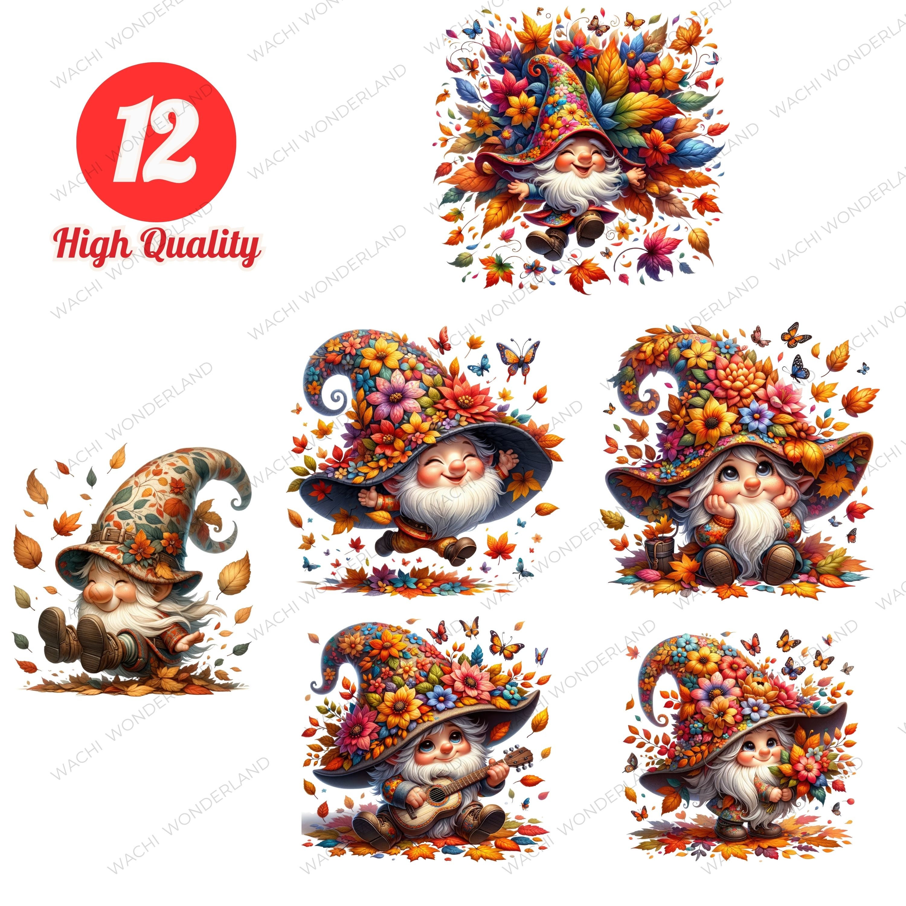 Watercolore Gnome Clipart Autumn Gnome Clipart, Autumn Gnome, Fall ...