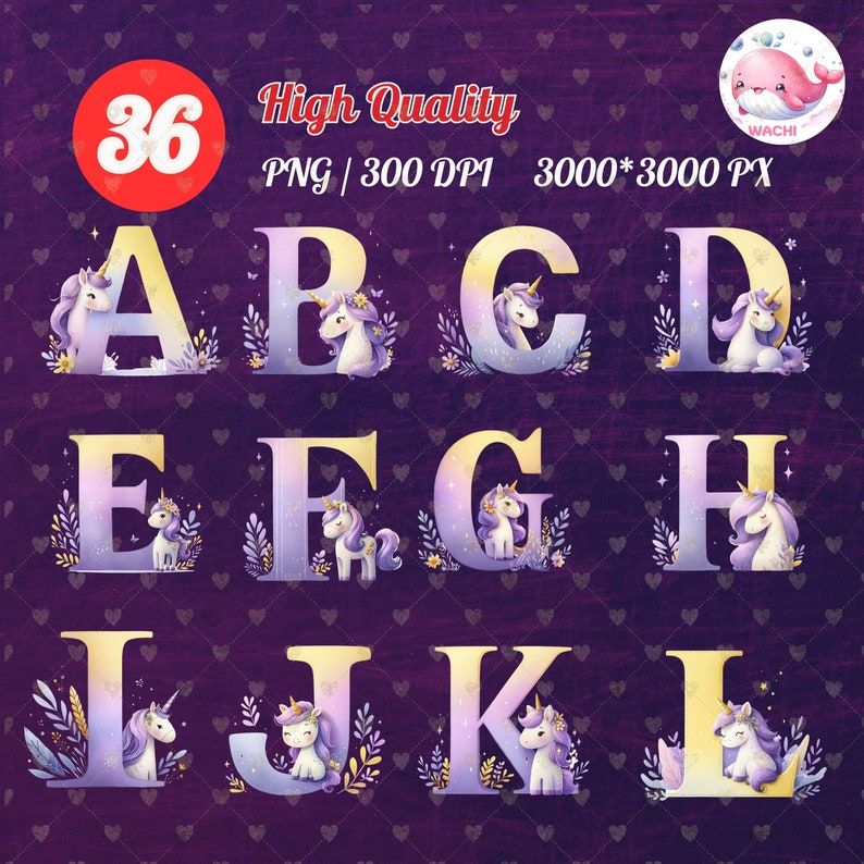 Cute Unicorn ,alphabet for Kid, Doodle Letters, Doodle Font, Cute ...
