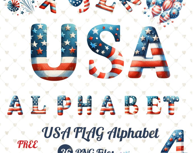 USA Alphabet 4th of JULY PNG, Instant Download - Etsy Canada