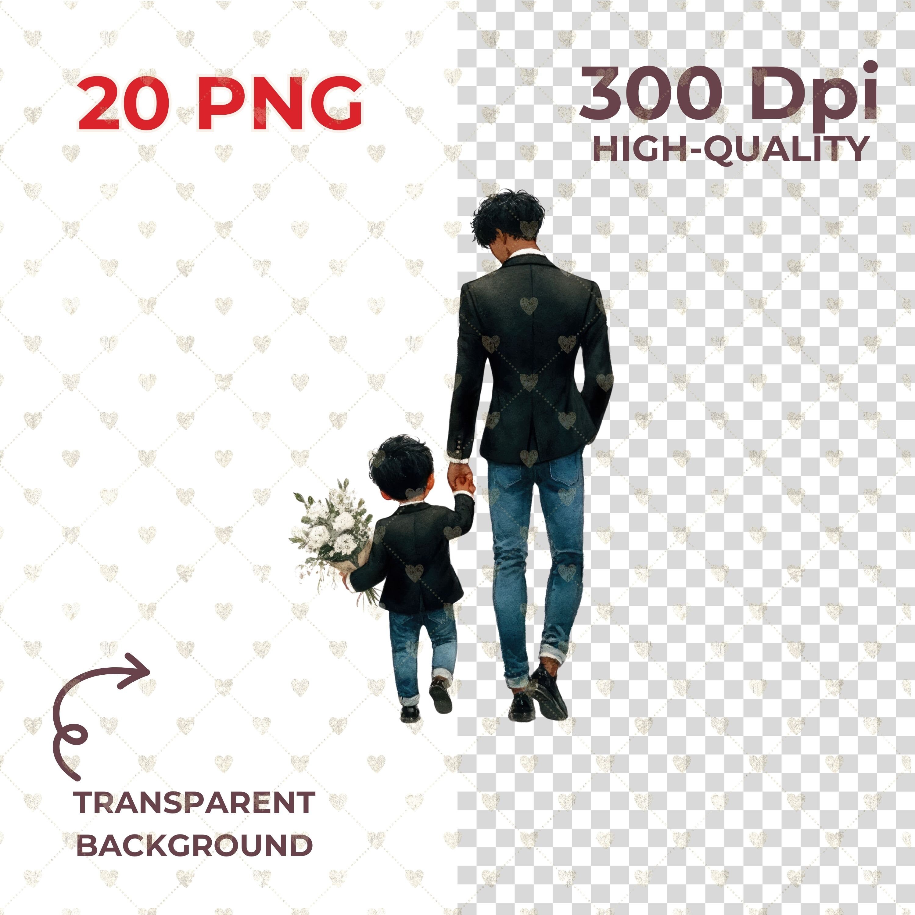 Father's Day Watercolor Clipart: Tender Dad and Child PNG (digital ...