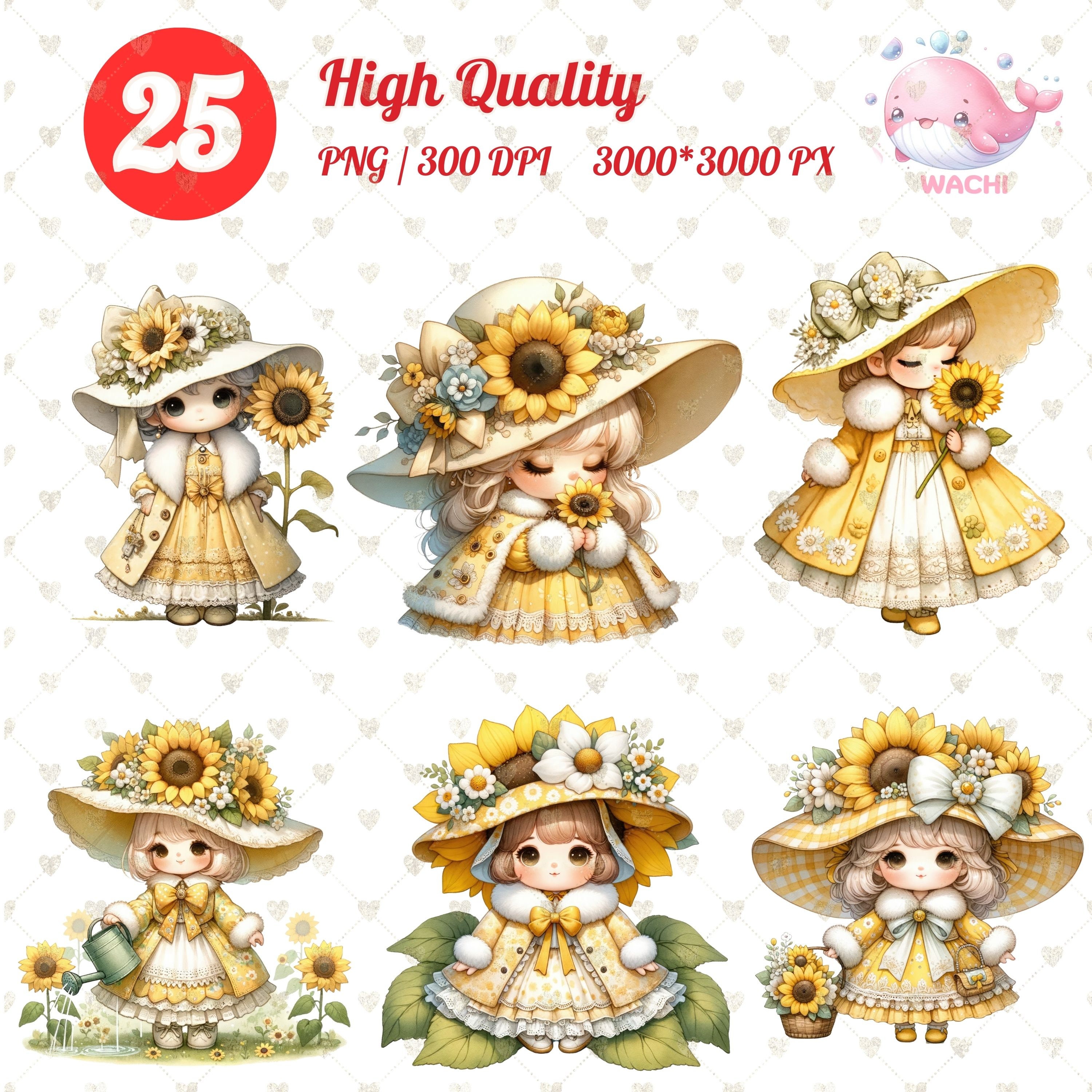 Sunfloweer Png Sunflowerpng Watercolor Girlpng Cute Girlpng Birthday ...