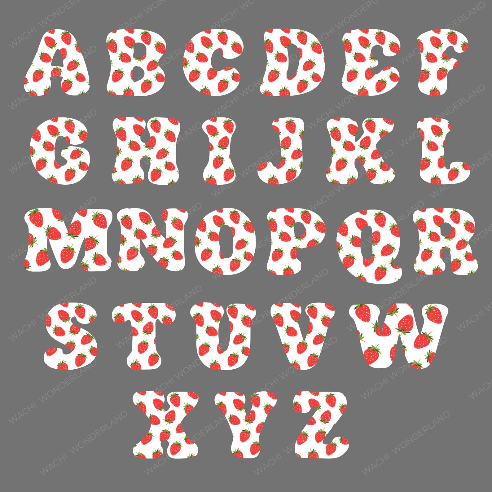 76 Strawberry Alphabet Watercolor Clipart Set, Printable Strawberry ...