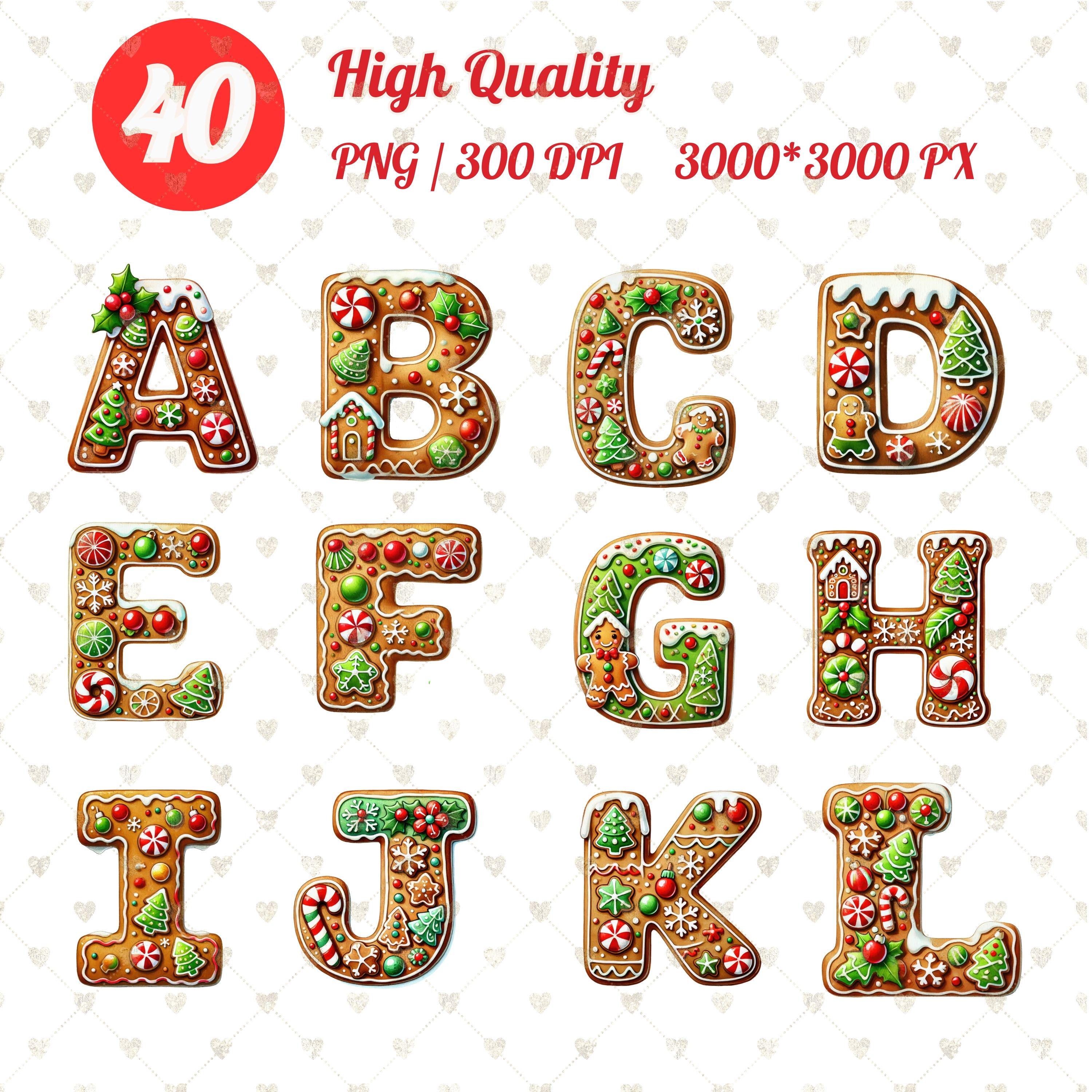 Christmas Gingerbread Cookie Alphabet Clipart Cute Gingerbread Man ...