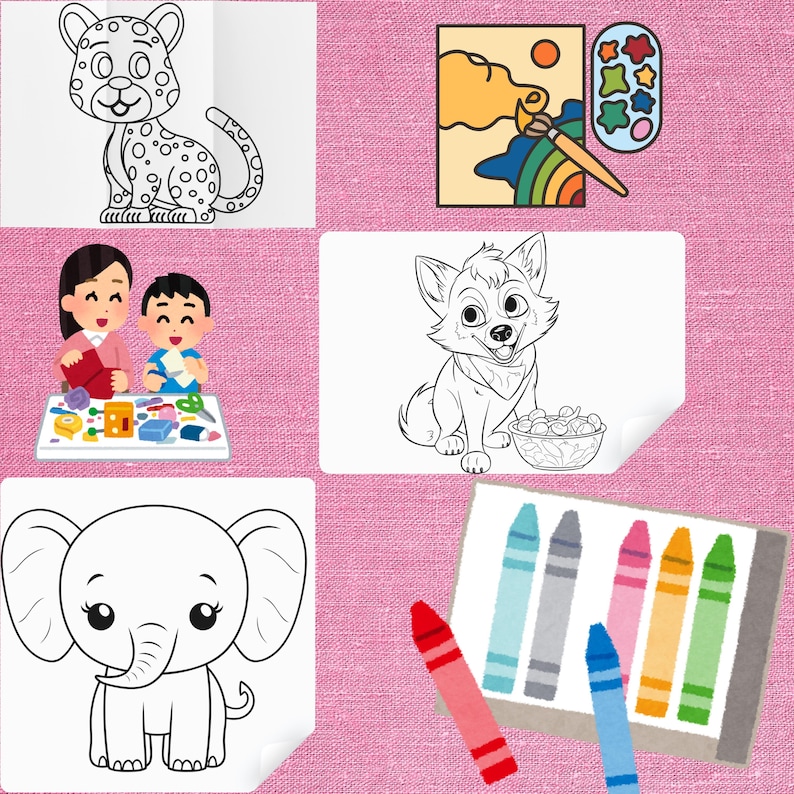 60 Easy Coloring Pages for Kids, Coloring Page Pack, Coloring Book for ...