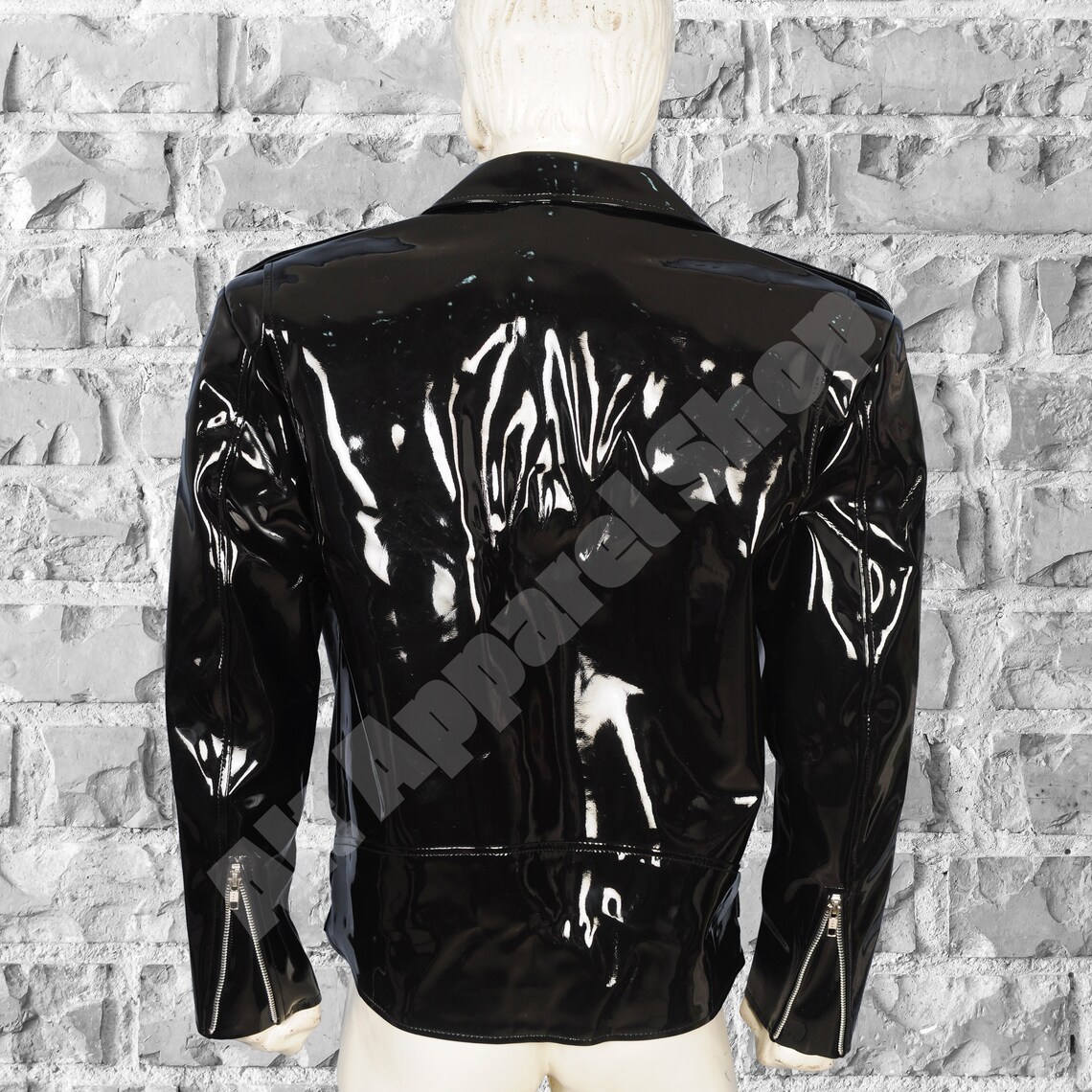 Vinyl PVC Jacket Men Black PVC Leather Jacket Wet Look Vinyl Shine ...