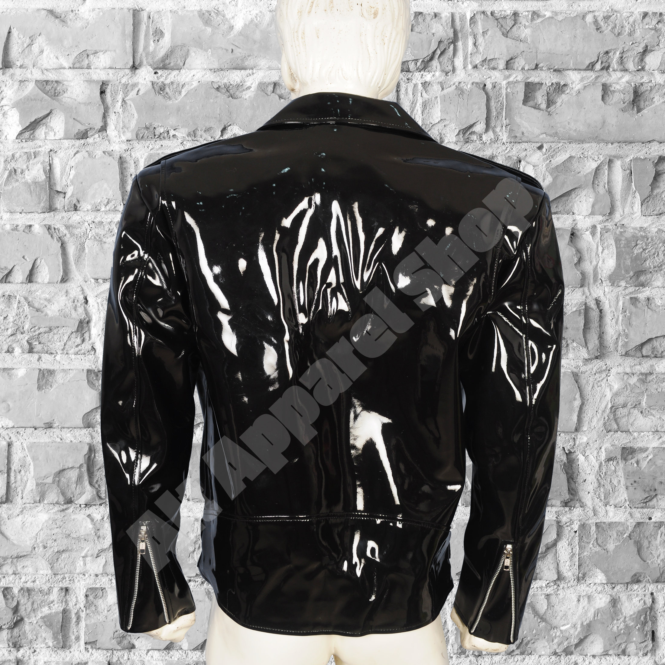 Vinyl PVC Jacket Men Black PVC Leather Jacket Wet Look Vinyl Shine ...