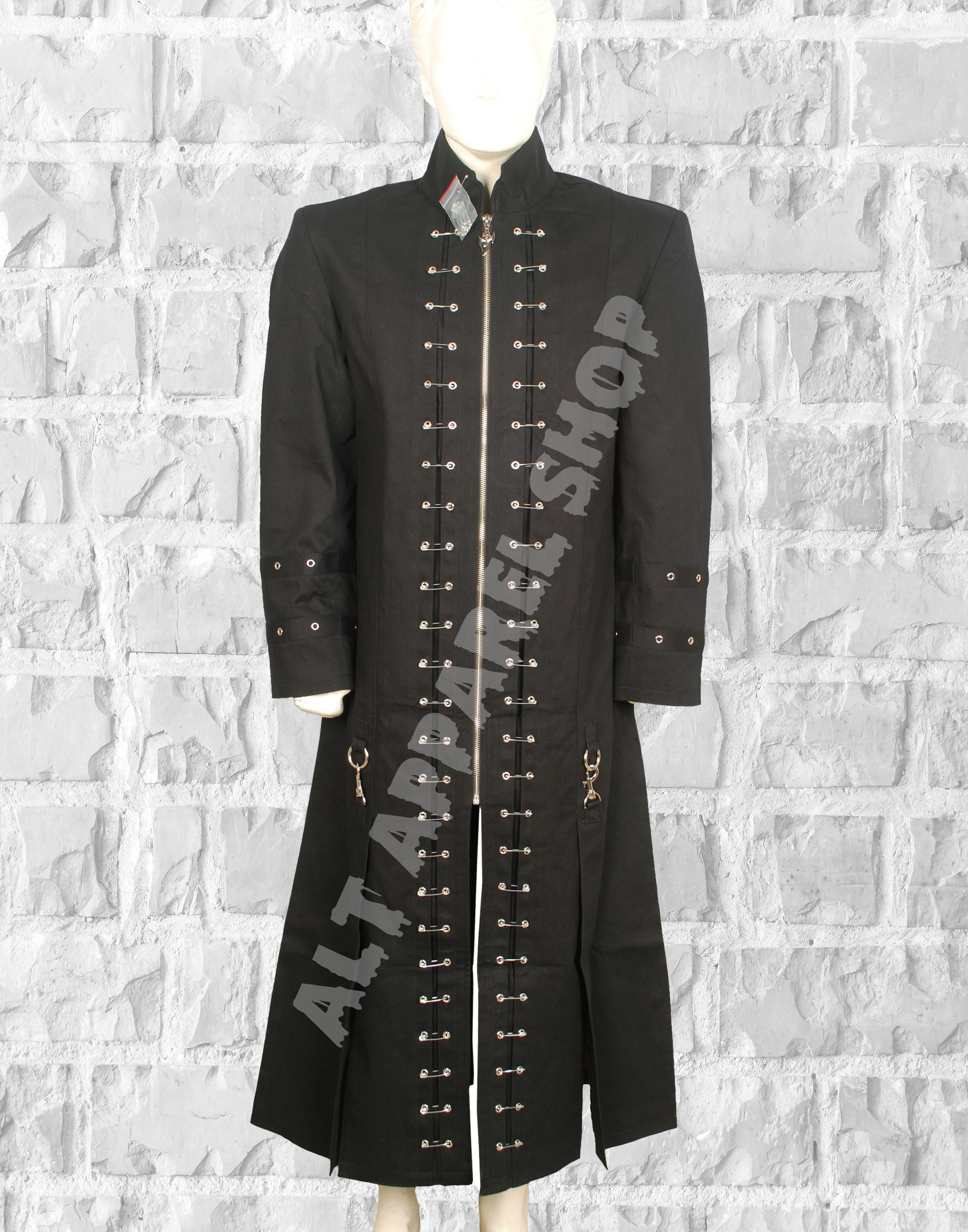 Pinhead Hellriser Long Coat Men Gothic Safety Pins Full Length Coat Men ...