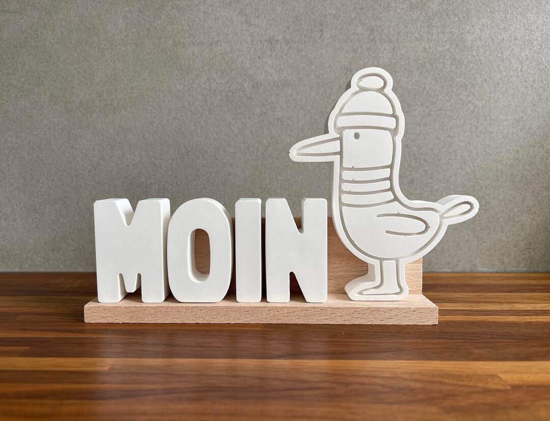 Buchstaben Moin aus Keraflott Raysin Klötzchen Dekoration Möwe maritim ...