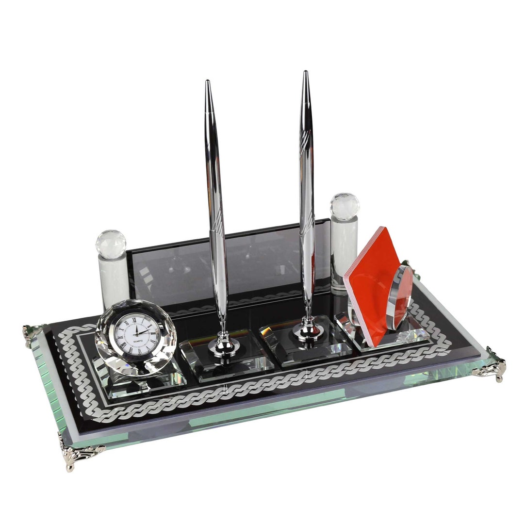 Personalized Luxury Desk Name Plate Black Glass Desk Name Plate With ...