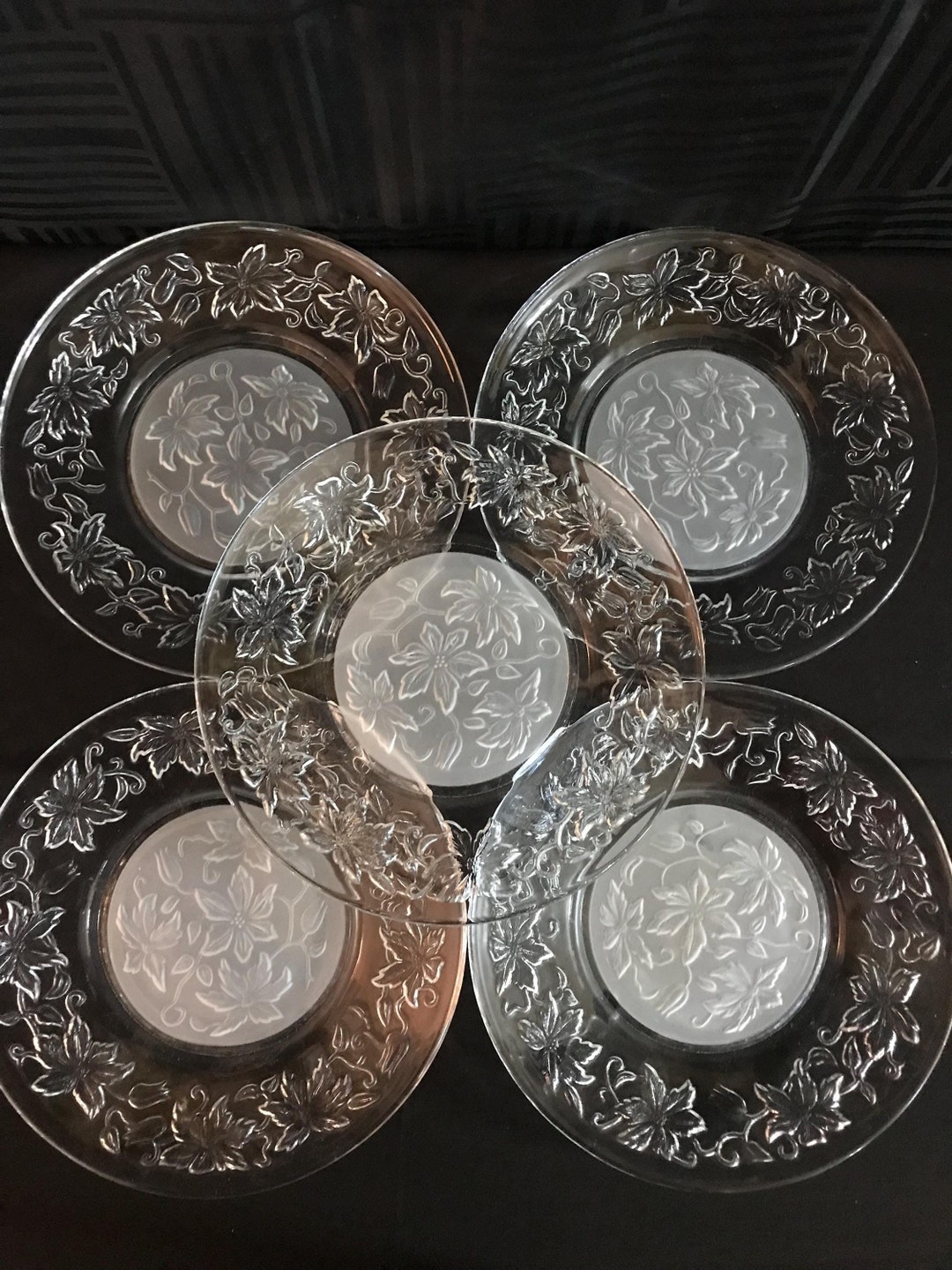 1980 Five Princess House Flowers Crystal Glass Frosted Center Elegant ...