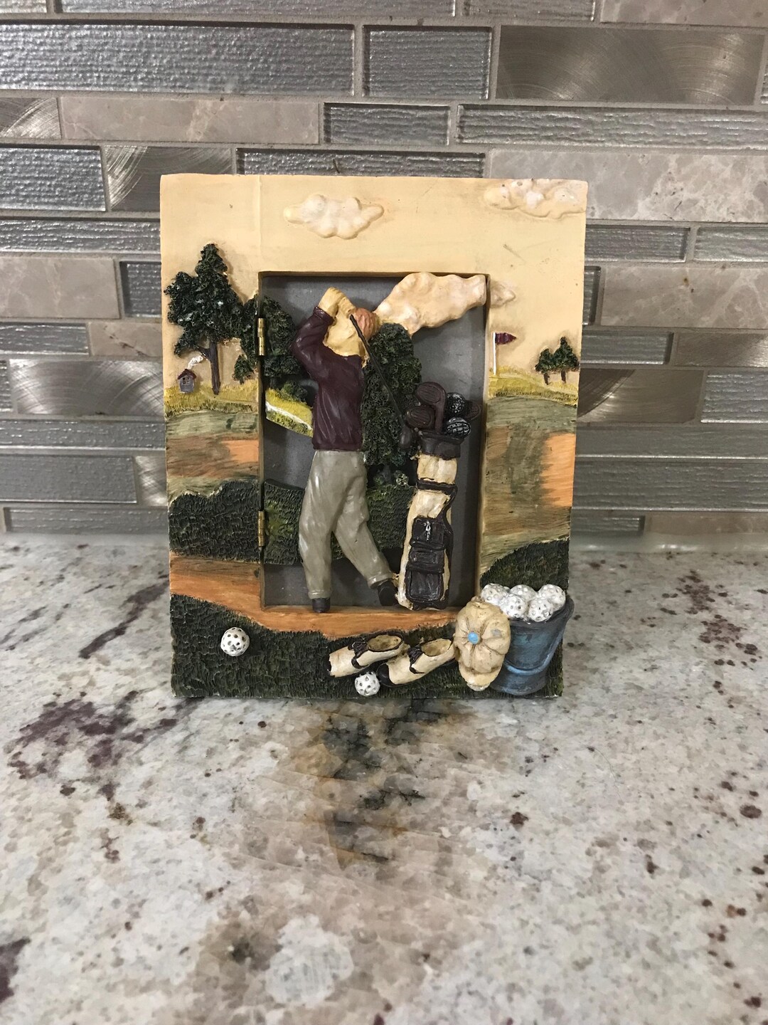 Golf Player on Golf Course 3 D Hinged Frame for Personal Photo ...