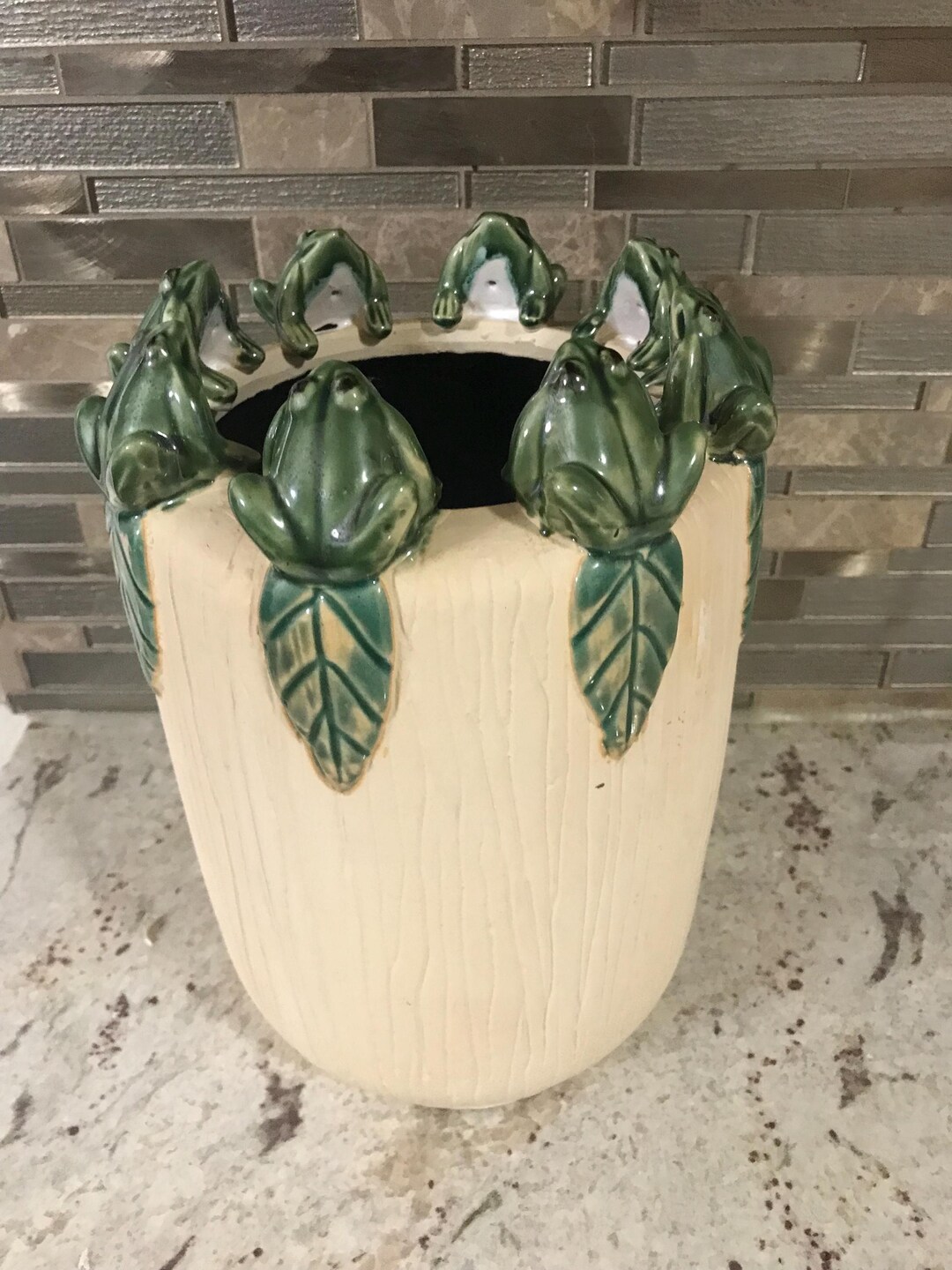 Large Tall Cream Beige off White Ceramic Planter Pot Decorative Vase ...