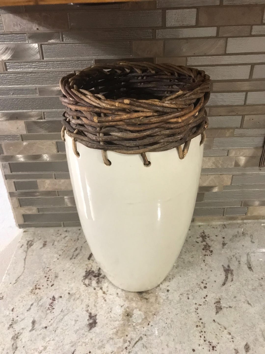 Large Tall Cream Beige off White Ceramic Planter Pot Decorative Vase ...
