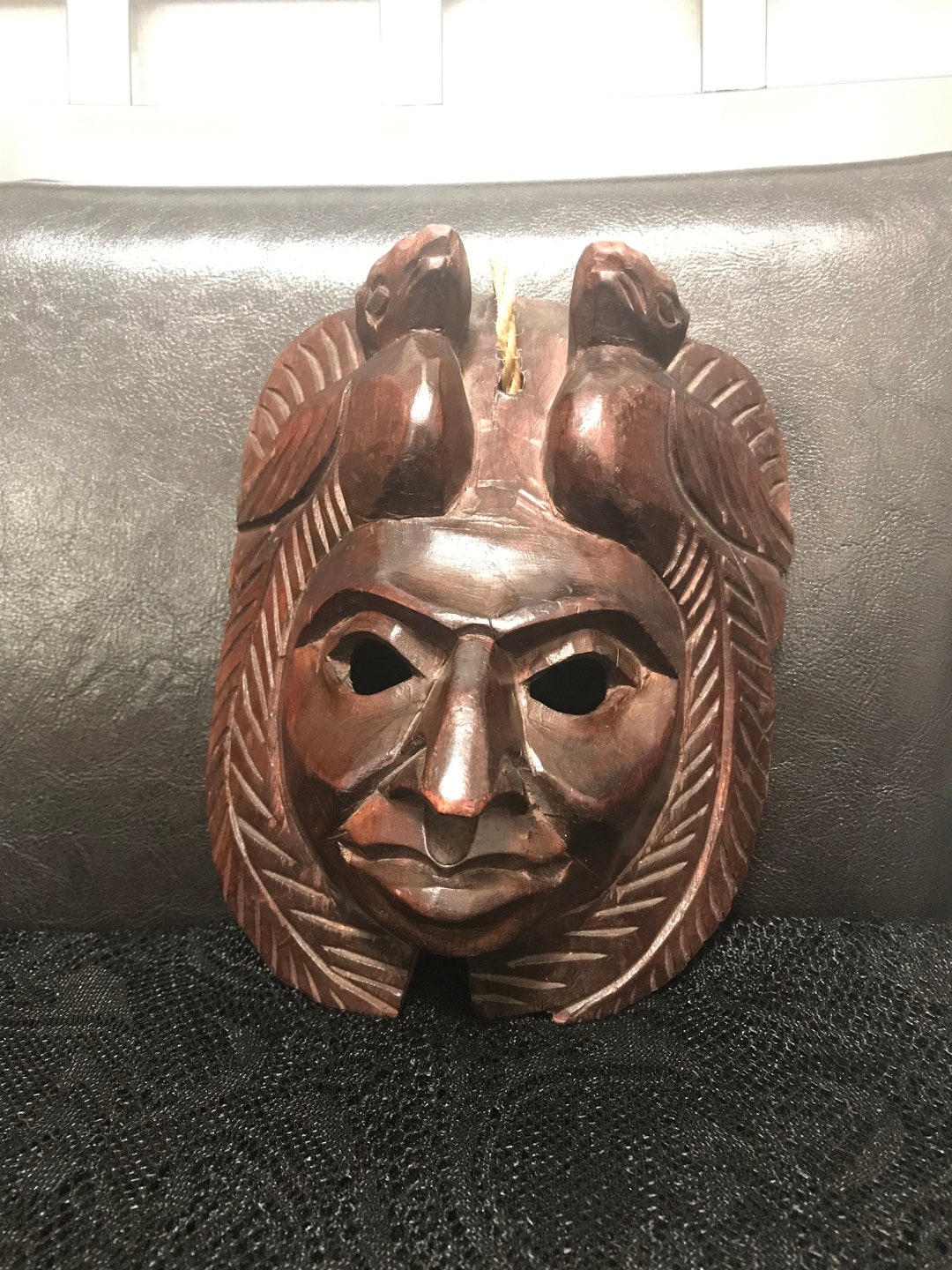 Vintage Guatemalan Hand Carved Wood Mayan Ruler Folk Art Wooden Mask ...