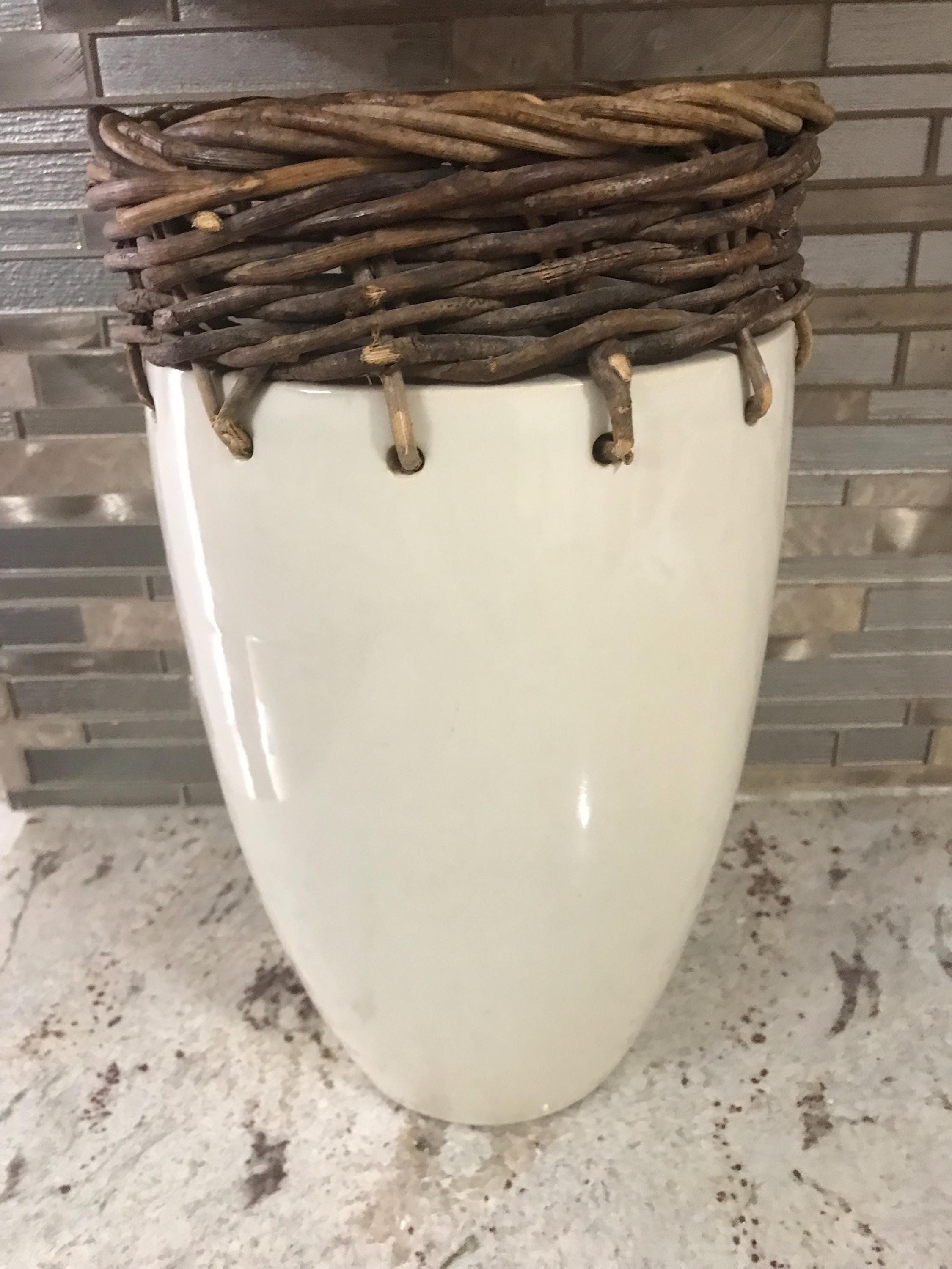 Large Tall Cream Beige off White Ceramic Planter Pot Decorative Vase ...