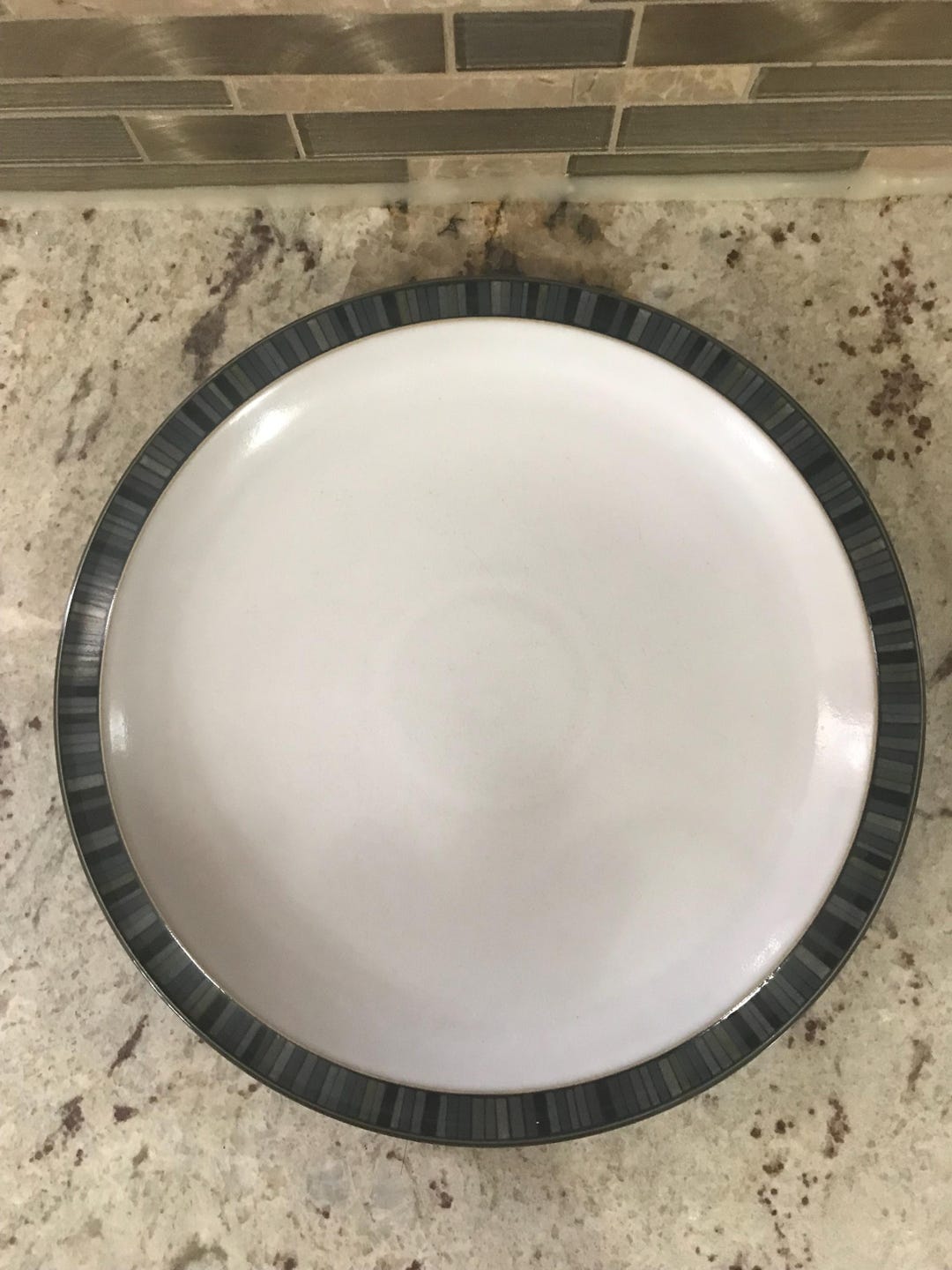 England Denby Langley Jet Black Grey Striped Durable Chip Resistant ...