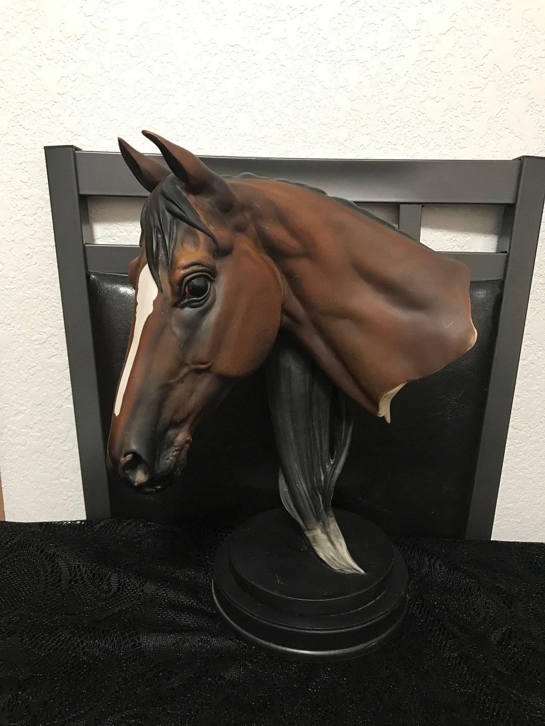 Chestnut Brown Large Horse Head Hand Crafted Figurine Sculpture With ...