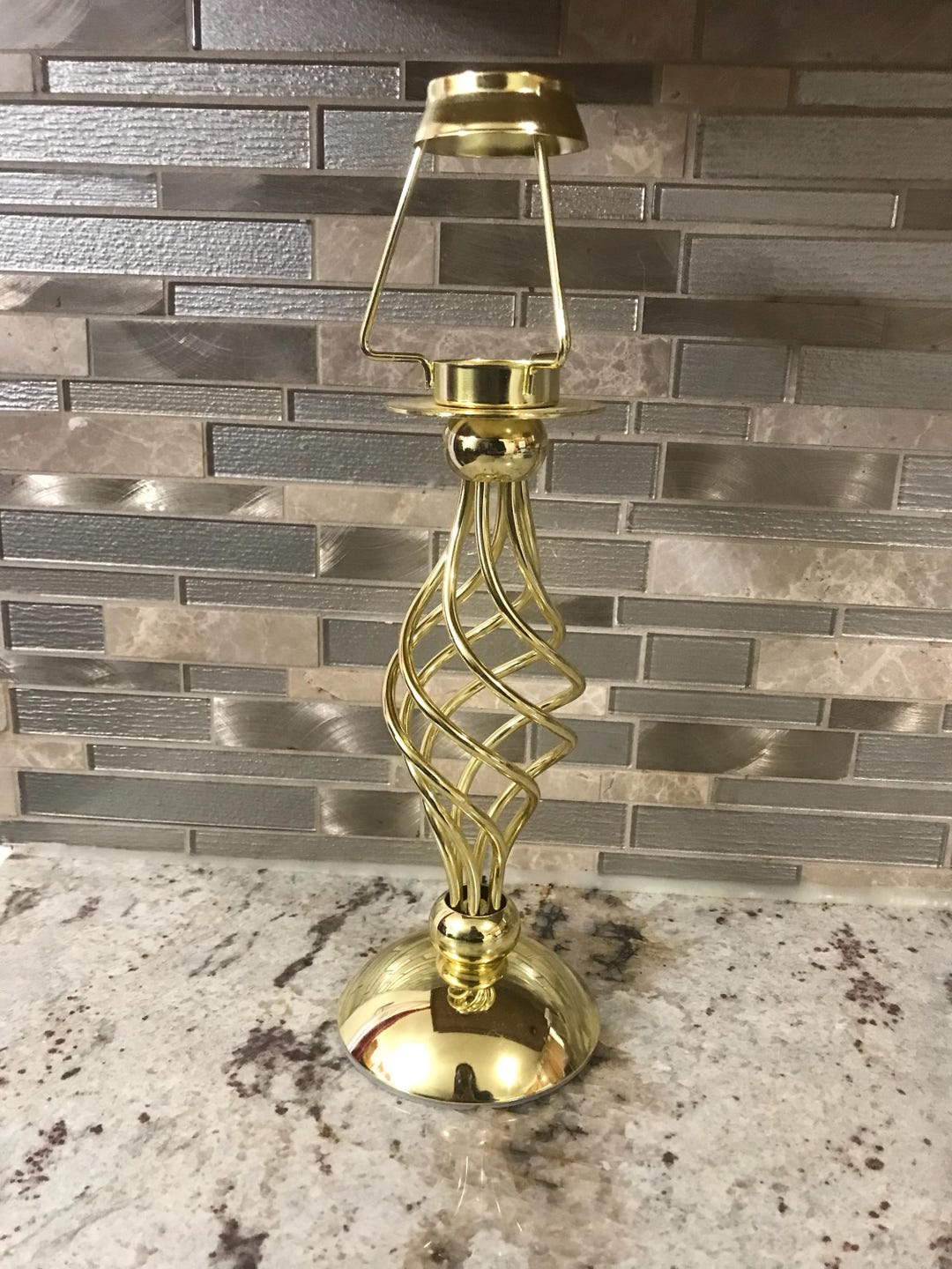 Partylite Paragon Gold Swirl Lamp Base Tealight Holder Display Stand ...