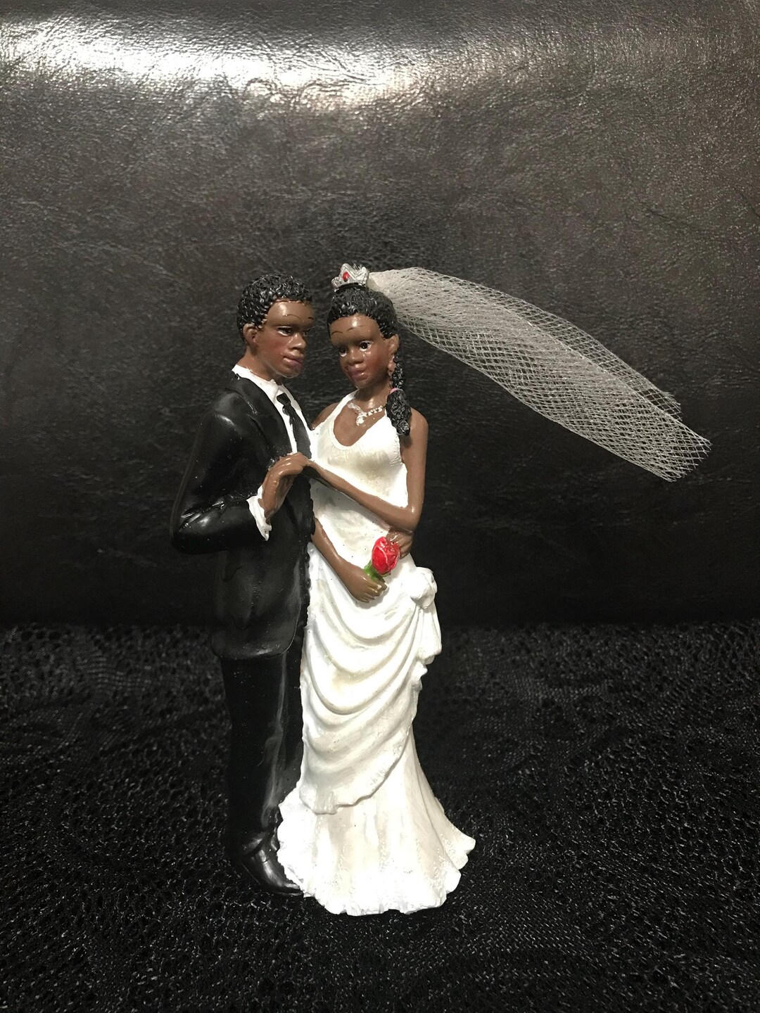 African American Bride & Groom Ceramic Cake Topper Figurine Statue ...
