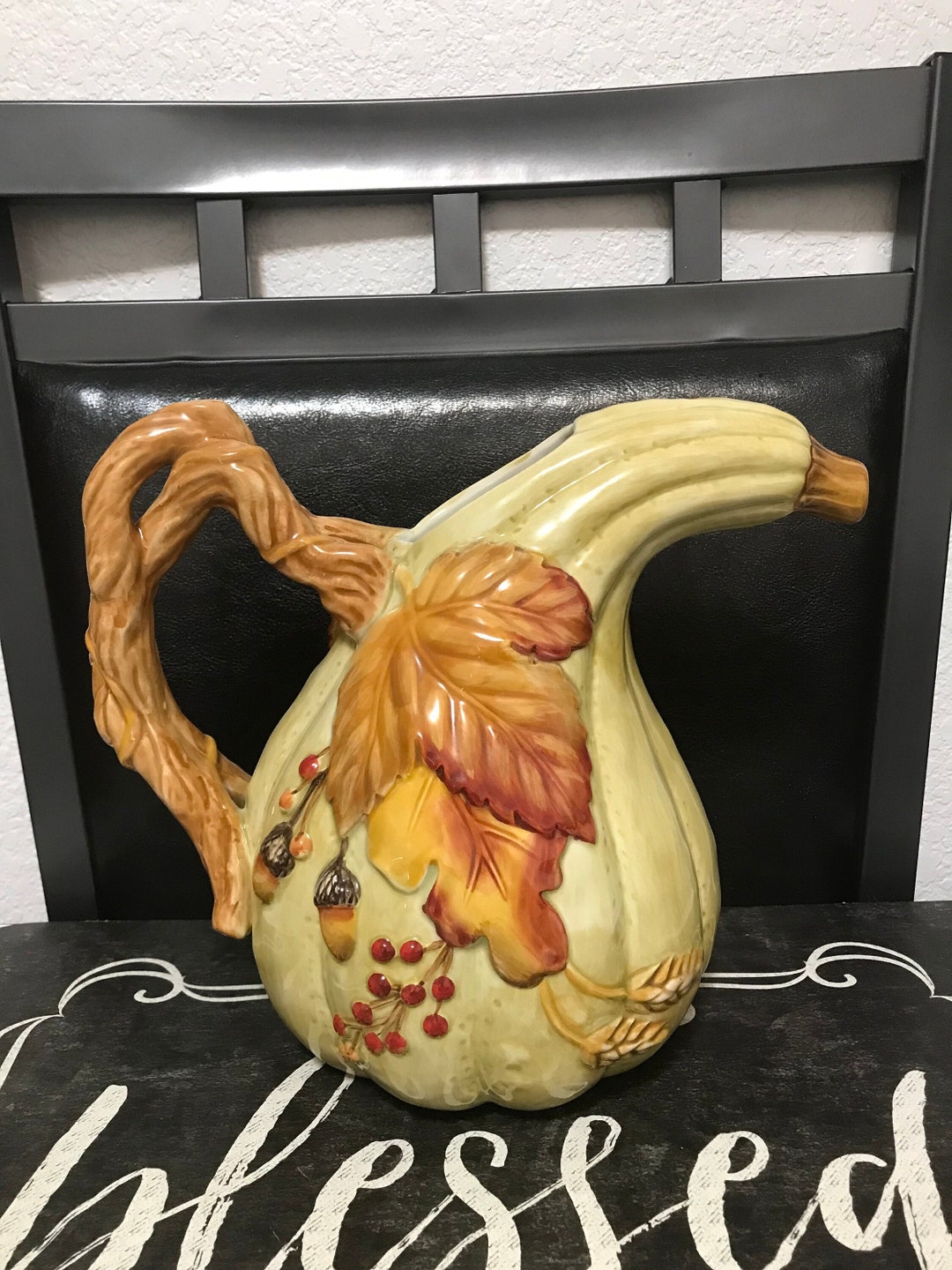 1993 Fitz & Floyd Harvest Gourd Vintage Pitcher Autumn Fall ...