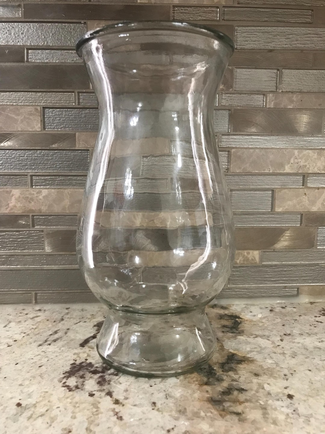 Wide Mouth Clear Thick Heavy Hurricane Flower Glass Vase (9 1/2 Inches ...