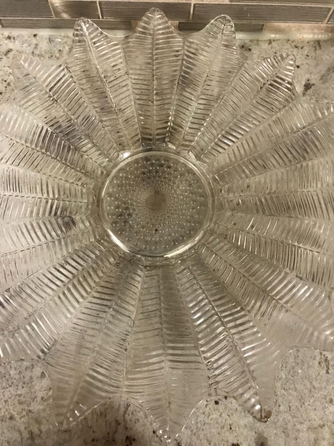 Large Sunflower Design Footed Glass Platter Tray Serving Decorative ...