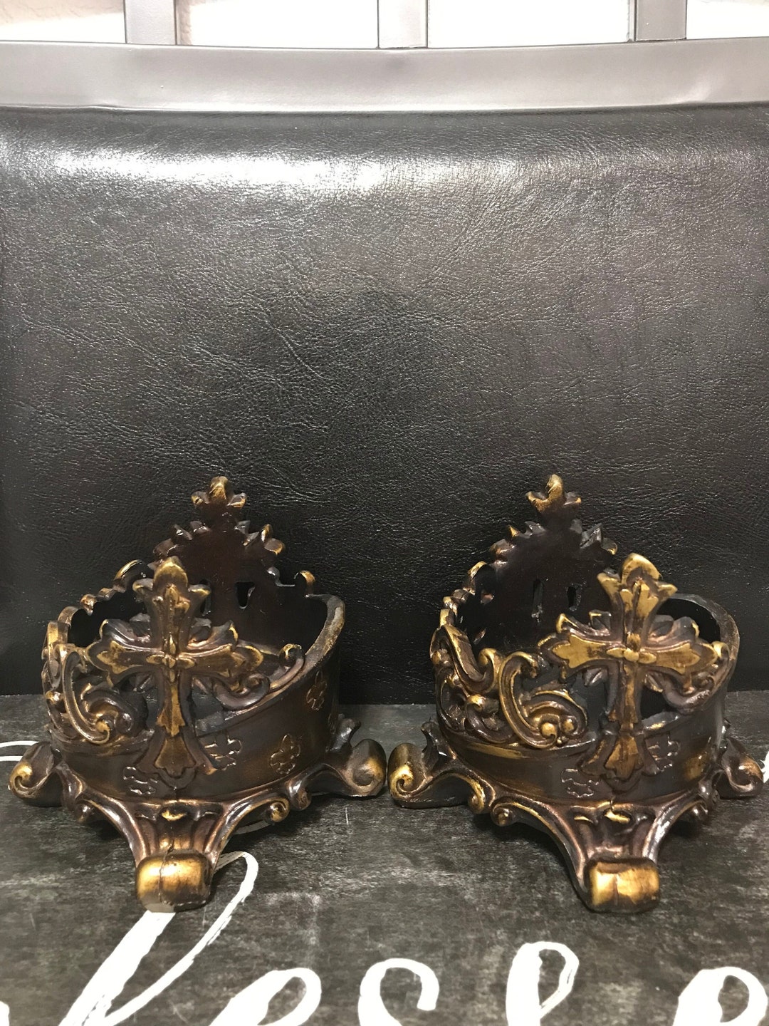 French Antique Handcrafted Cross Decor Set of Two - Etsy
