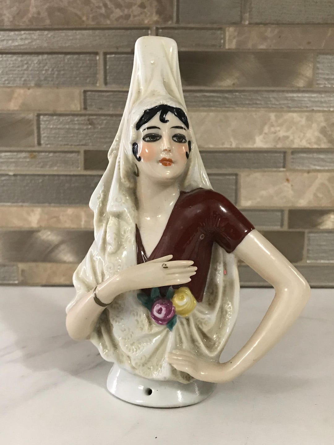 Antique Fasold & Stauch German Porcelain Half Doll Pin Cushion ...