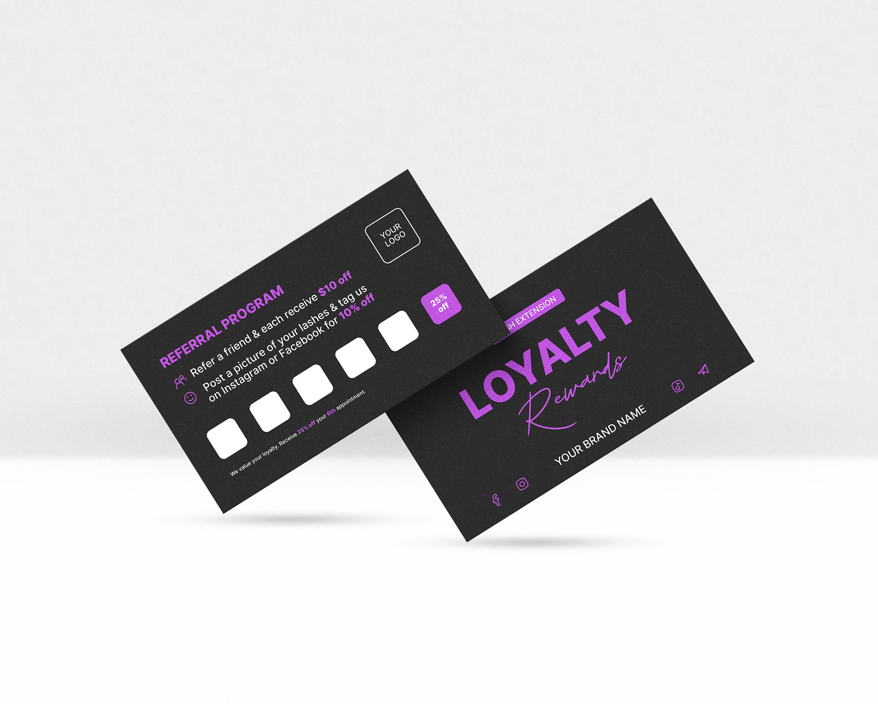 Eyelash Extension Loyalty Card PDF, PNG Canva & Figma Links Easy to Use ...
