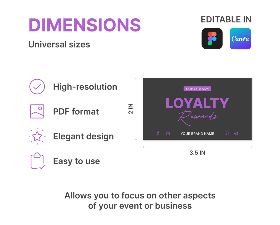 Eyelash Extension Loyalty Card PDF, PNG Canva & Figma Links Easy to Use ...