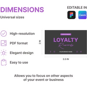 Eyelash Extension Loyalty Card PDF, PNG Canva & Figma Links Easy to Use Digital Files for ...