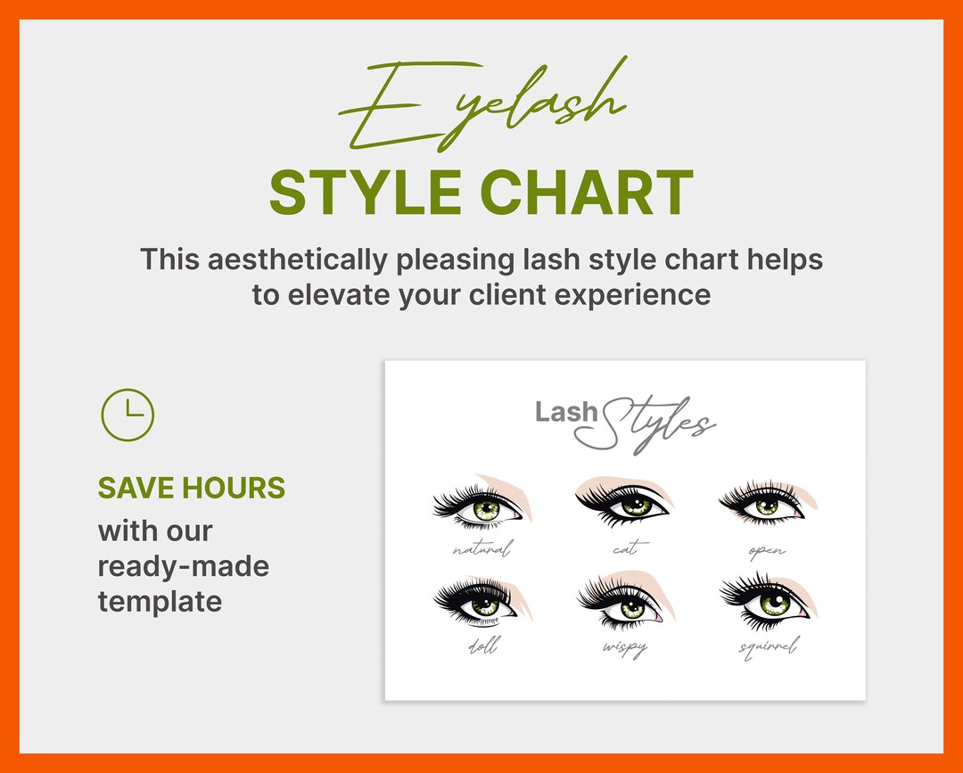 Eyelash Extension Style Chart Ready to Print Digital JPEG Files ...