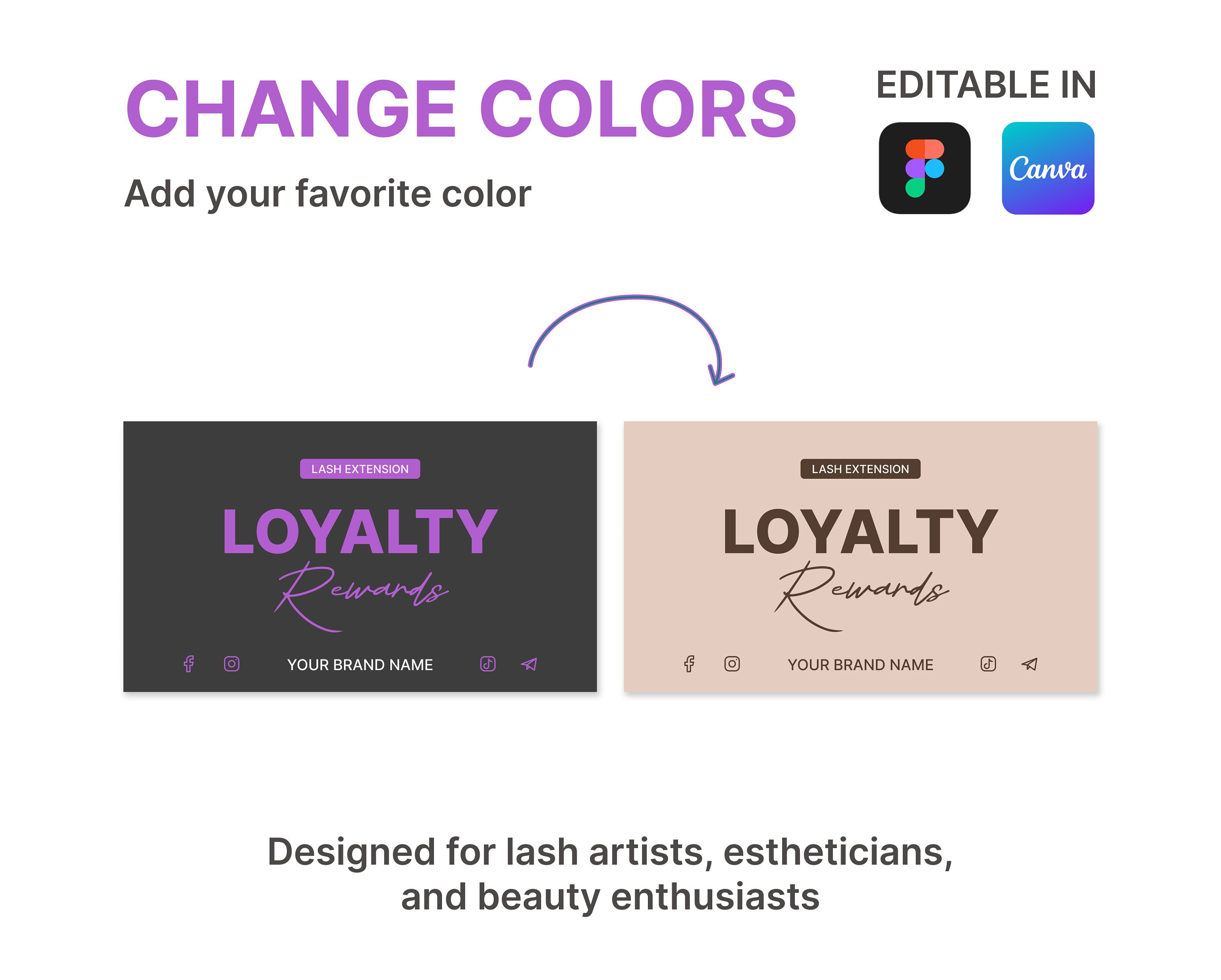 Eyelash Extension Loyalty Card PDF, PNG Canva & Figma Links Easy to Use ...