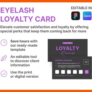 Eyelash Extension Loyalty Card PDF, PNG Canva & Figma Links Easy to Use ...