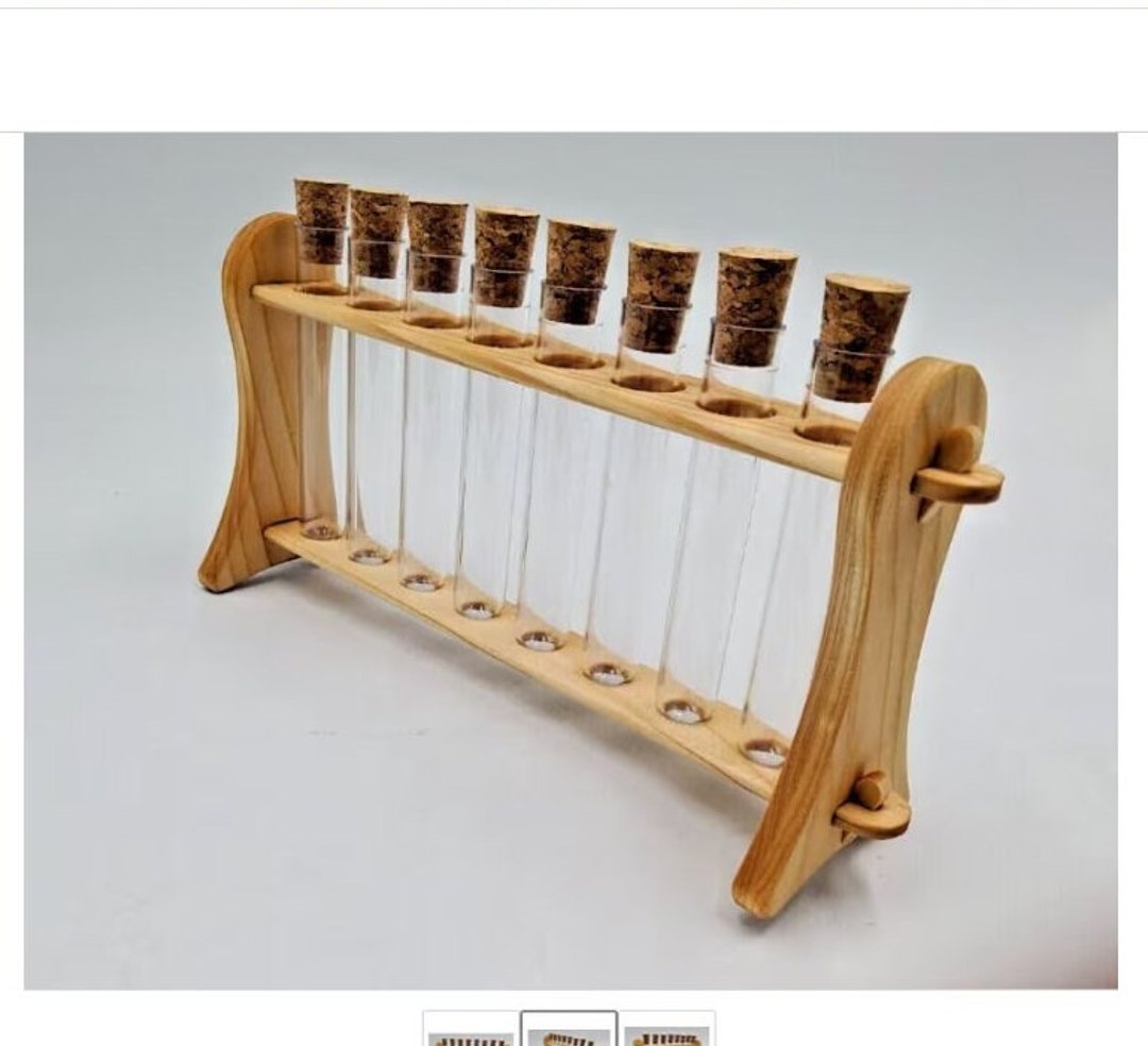 Wooden Test Tube Stand, Plus 8 Acrylic Test Tubes With Corks. - Etsy