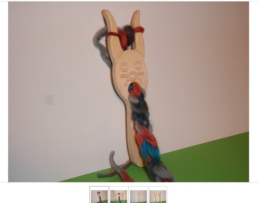 KNITTING FORK Rabbit Natural Wood With Light Bunnies and Instructions ...